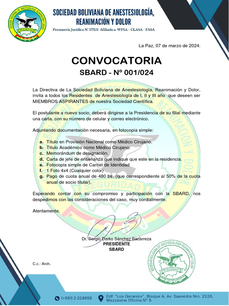 Convocatoria 01 Sbard | PDF