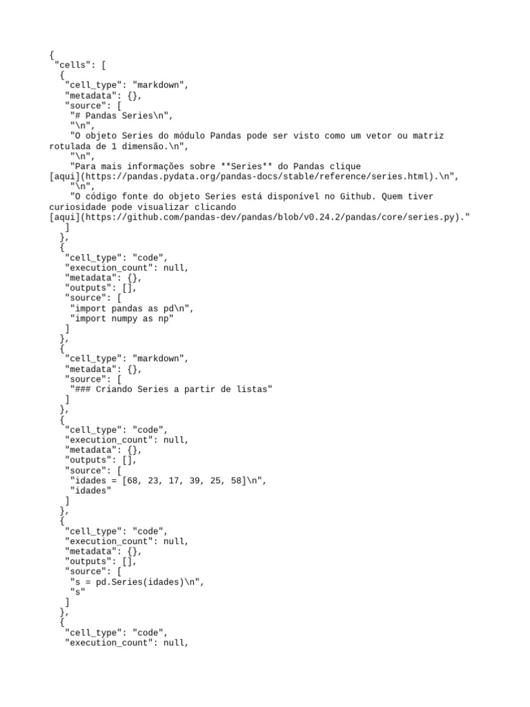 Aula Pandas Series - Ipynb | PDF | Informática | Dados
