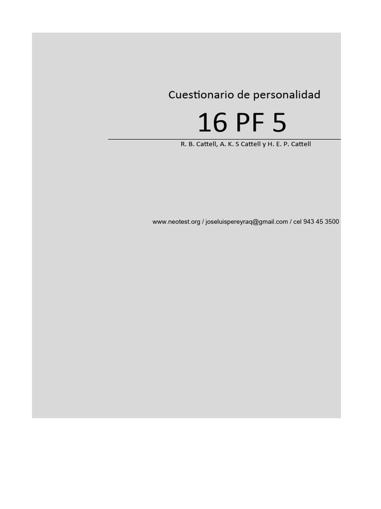 Excel 16PF5 | PDF | Humor | Sicología
