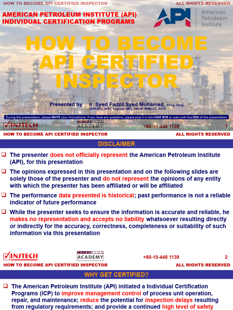 THINKPLUS-INSTECH-HOW TO BECOME API CERTIFIED PERSONNEL Presentation-FULL PAGE | PDF ...
