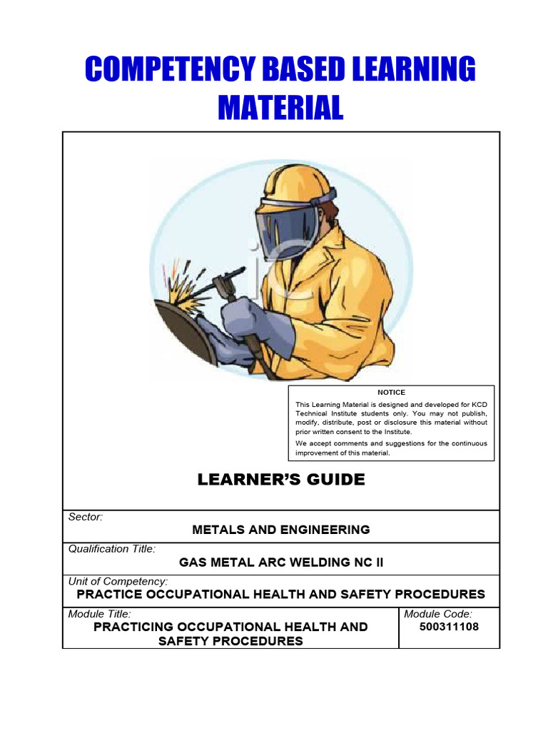 Learners Guide Practice OHS Procedures | PDF | Occupational Safety And ...