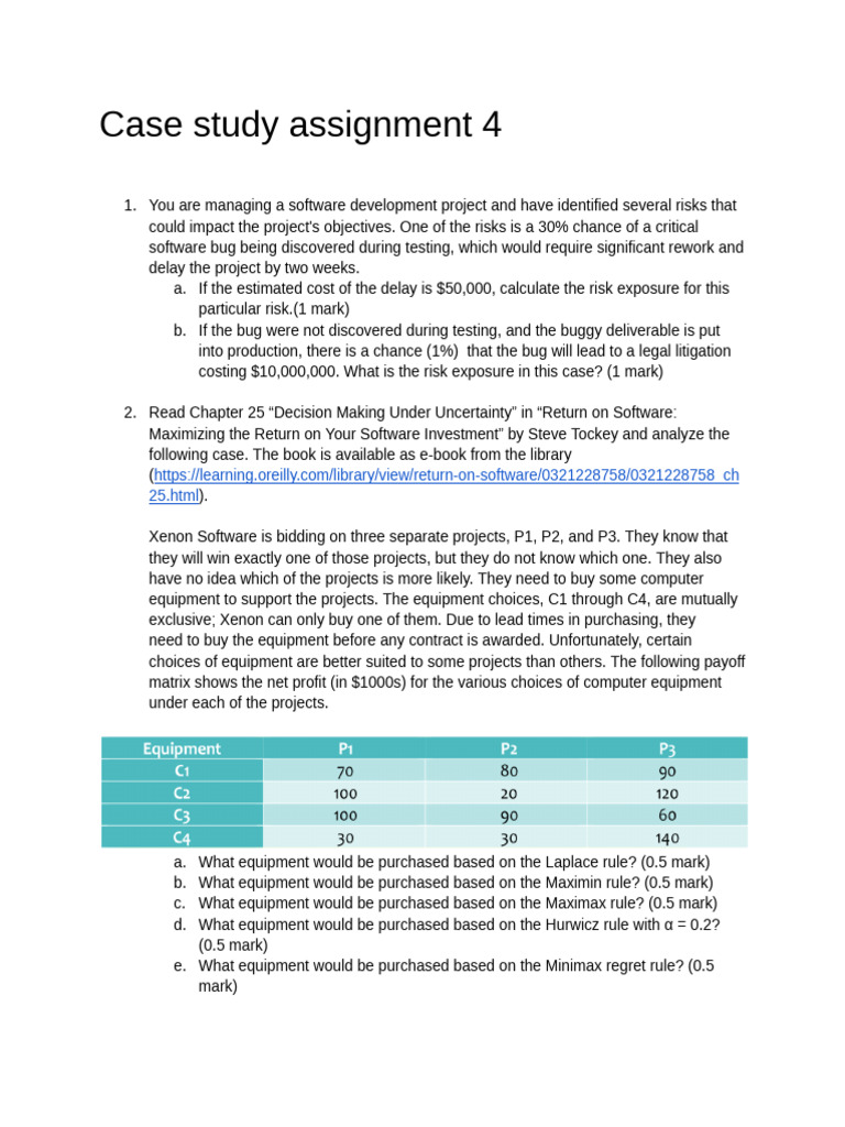 SYSC 4106 Case Study Assignment 4 | PDF | Risk | Software Bug