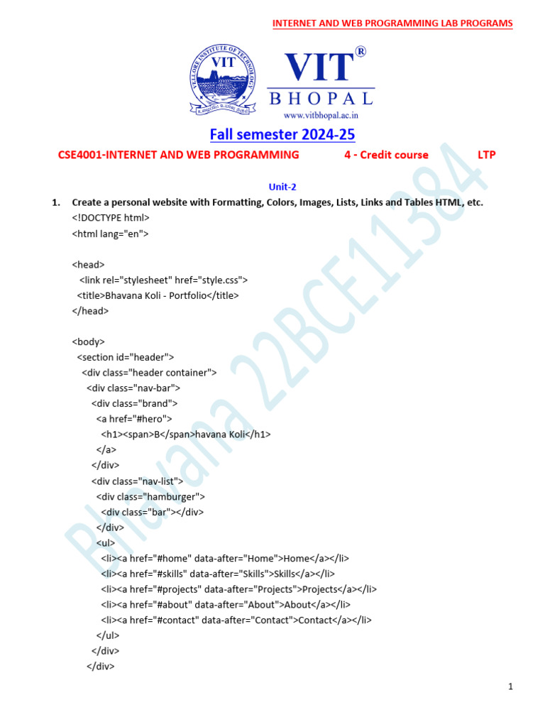 Bhavana Koli | PDF | World Wide Web | Internet & Web