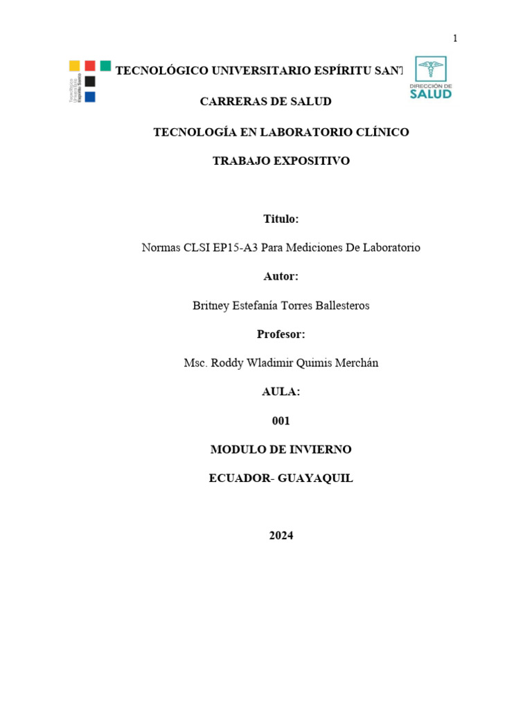 Normas CLSI EP15-A3 para Mediciones de Laboratorio | PDF | Exactitud y ...