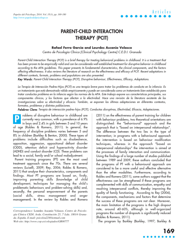 Parent-Child Interaction Therapy (Pcit) : Articles | PDF | Behaviorism ...