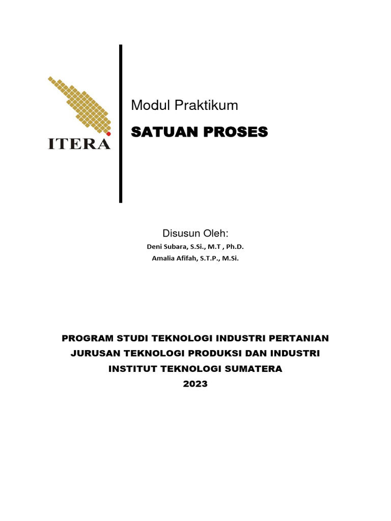 Modul Satuan Proses 2023 Rev 2 | PDF | Sains & Matematika
