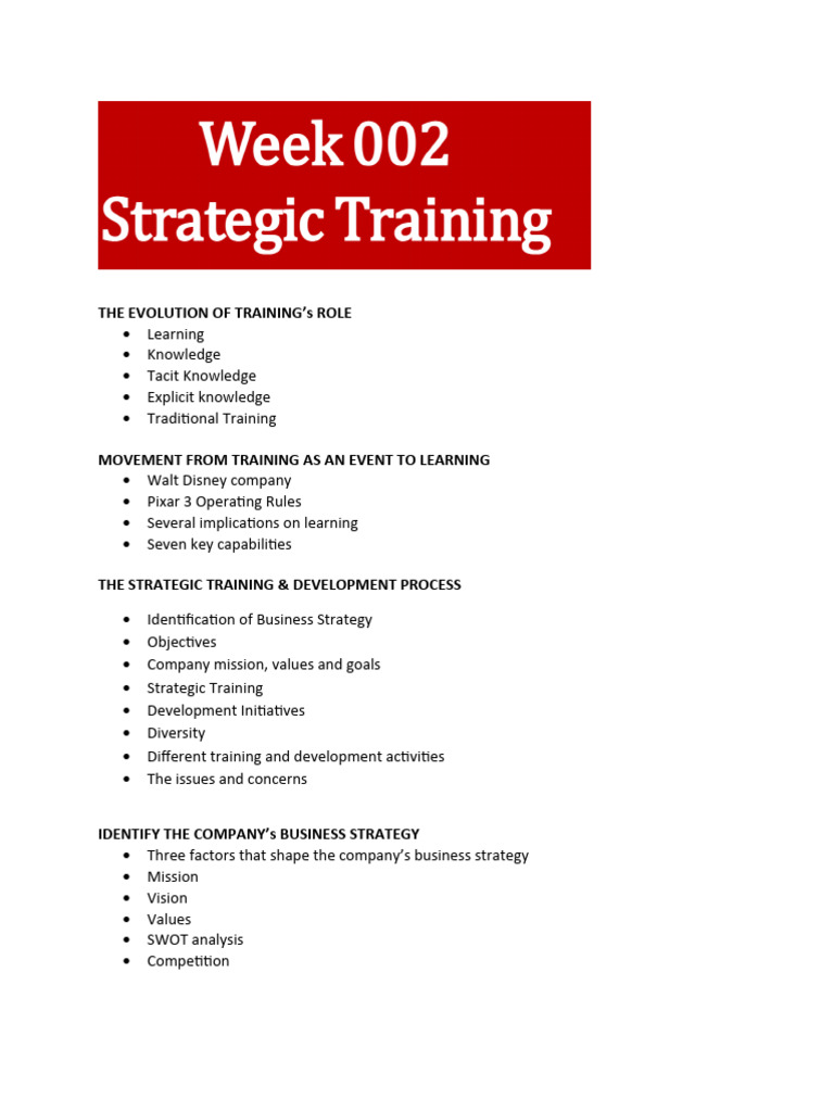 Lesson 2 - Strategic Training | PDF | Strategic Management | Performance Indicator