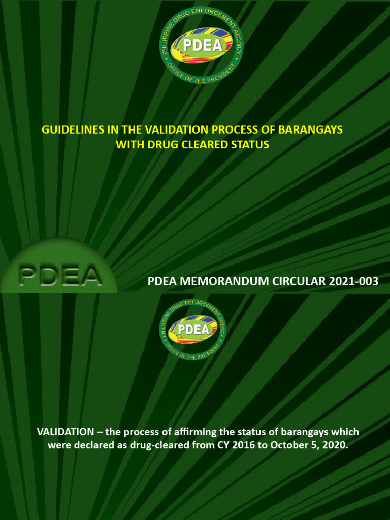 Guidelines for Barangay Drug Clearance Validation | PDF | Philippines ...