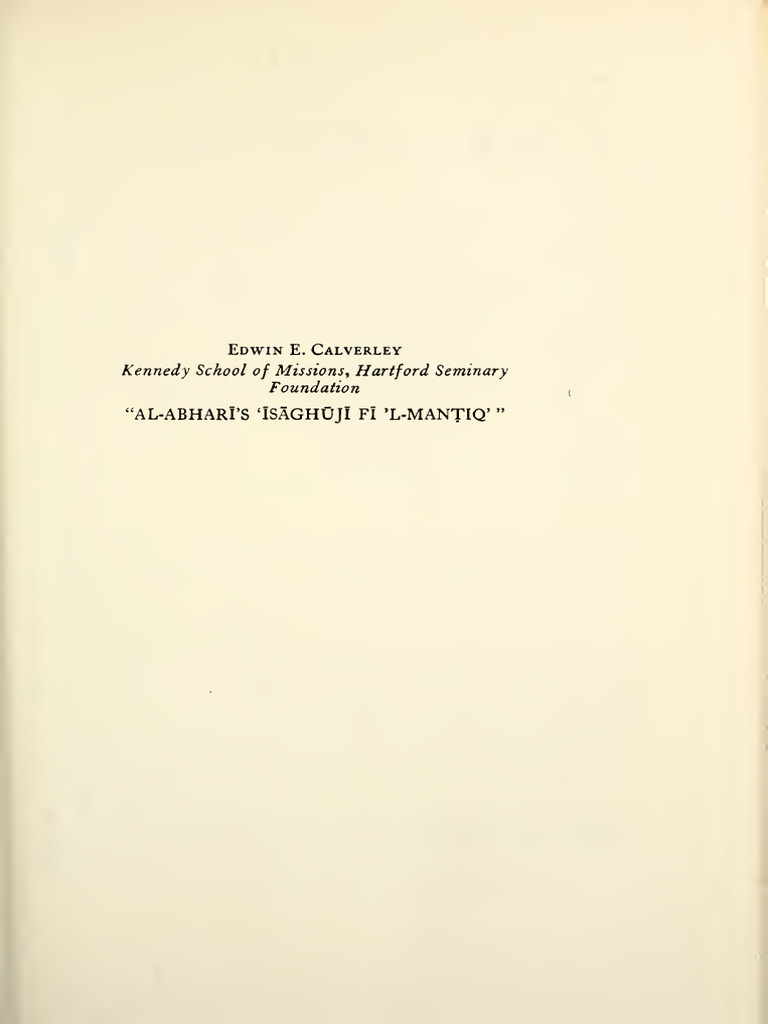 Al-Abhari's Isaghuji on Logic | PDF | Inference | Logic