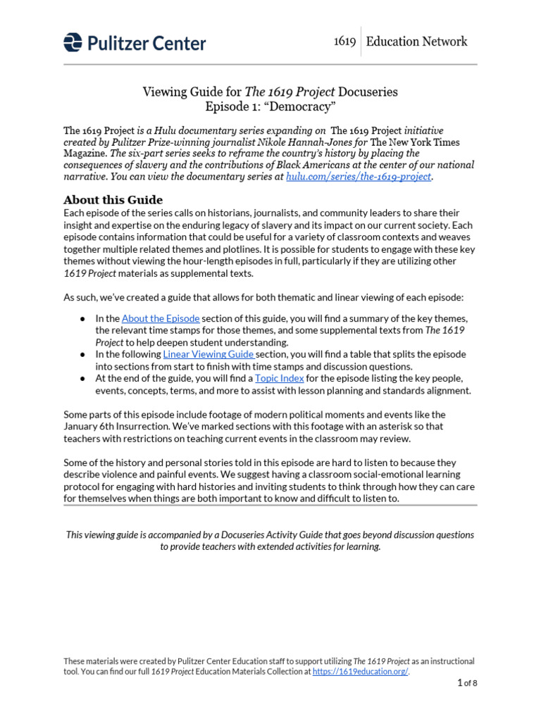 Docuseries Guide - Democracy | PDF | Jim Crow Laws | Reconstruction Era