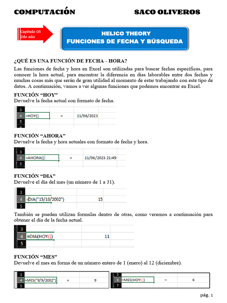 Capítulo 05 - 2do Año - Funciones de Fecha y Búsqueda | PDF | Microsoft ...