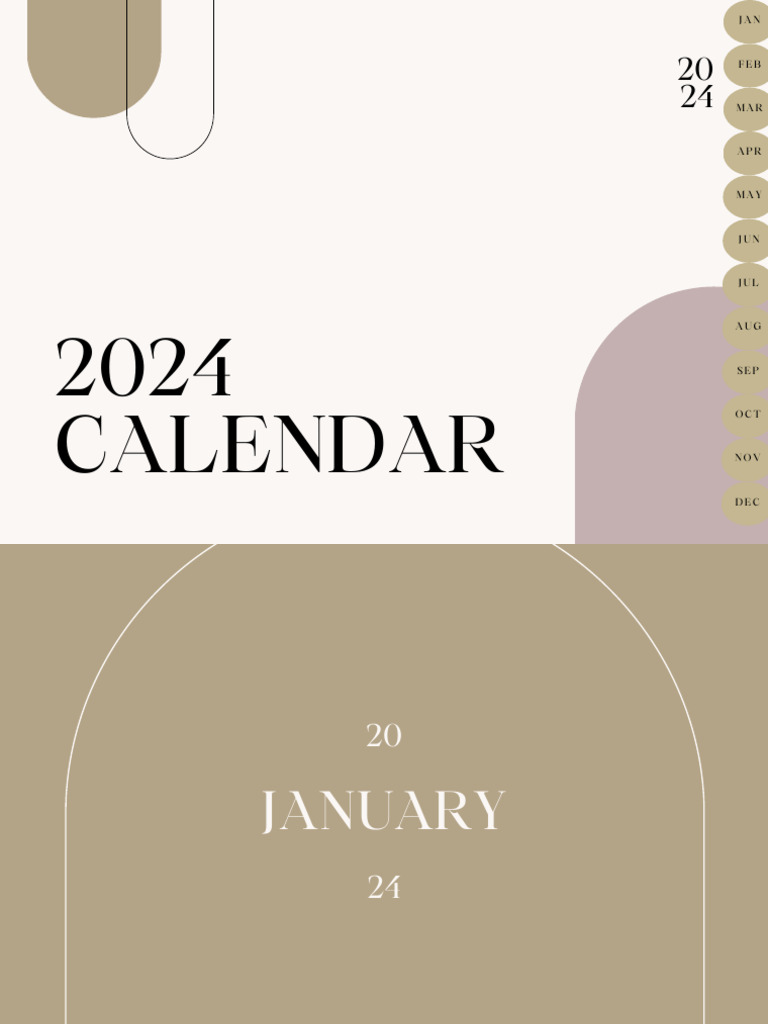 Beige and Multicolour Modern 2024 Monthly Wall Calendar | PDF