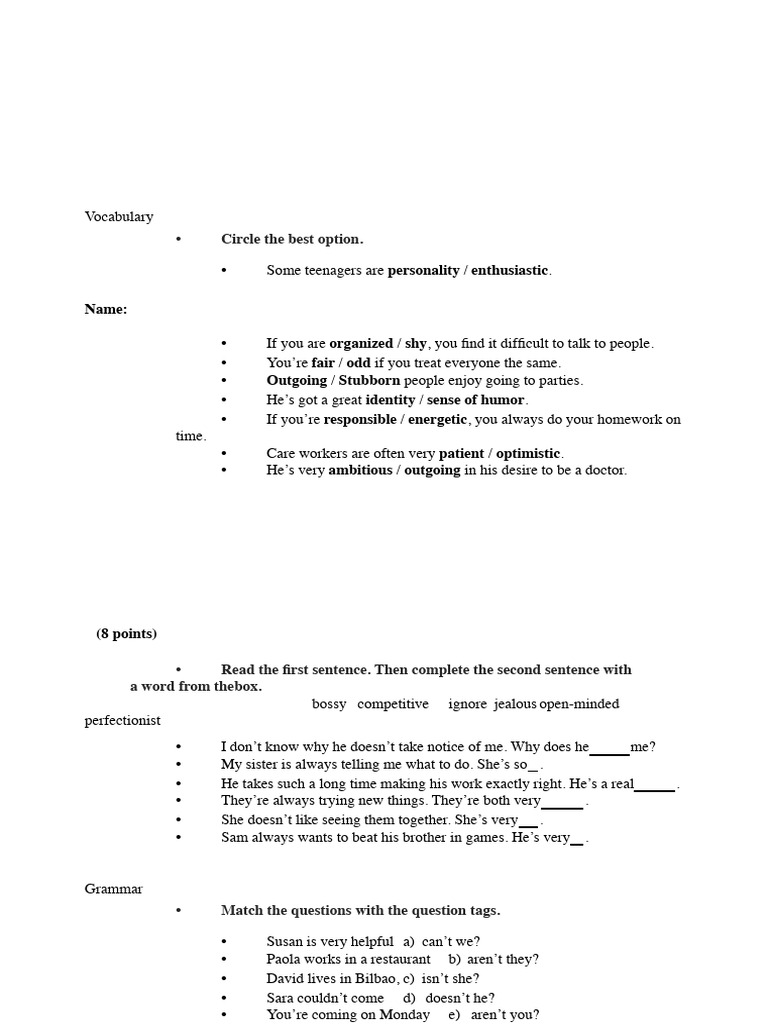 Impact Level 3 Unit 1 Test 0 | PDF | Adolescence | Behavioural Sciences