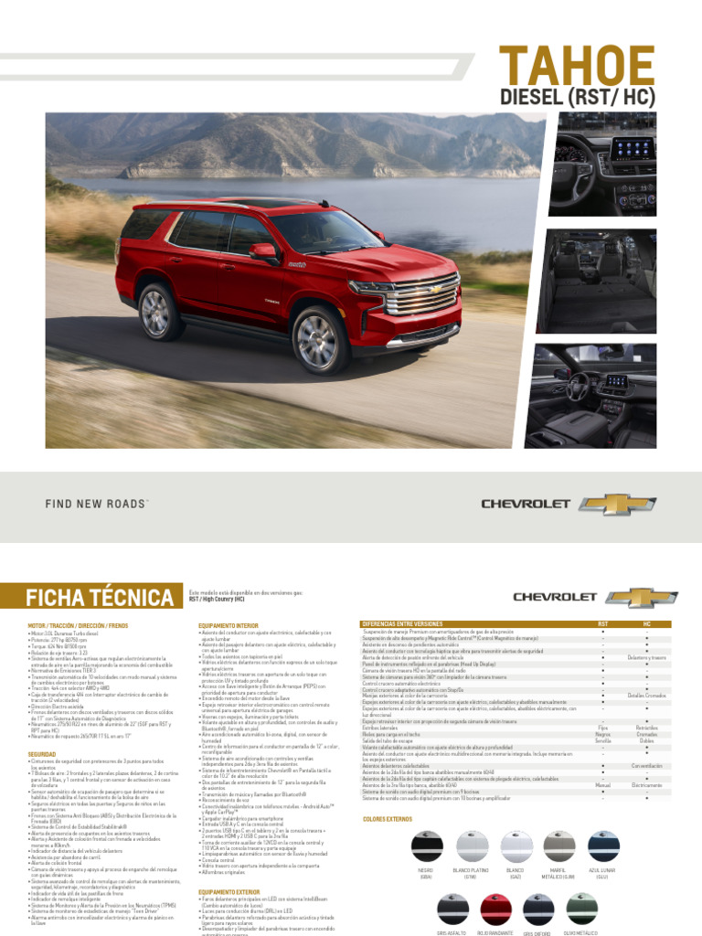 Ficha Tecnica Tahoe | PDF | Tracción en las cuatro ruedas | Airbag