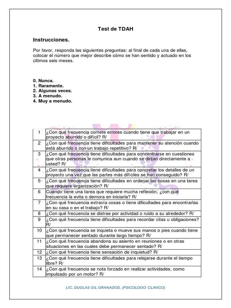 Test de TDAH | PDF