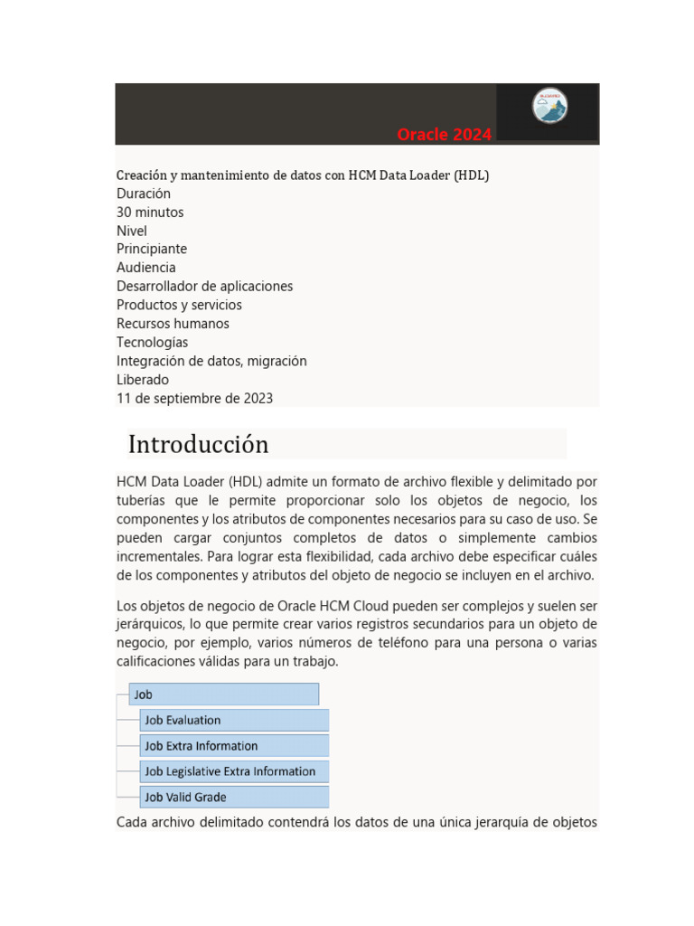 Creación y mantenimiento de datos con HCM Data Loader (HDL) | Descargar gratis PDF | Archivo de ...