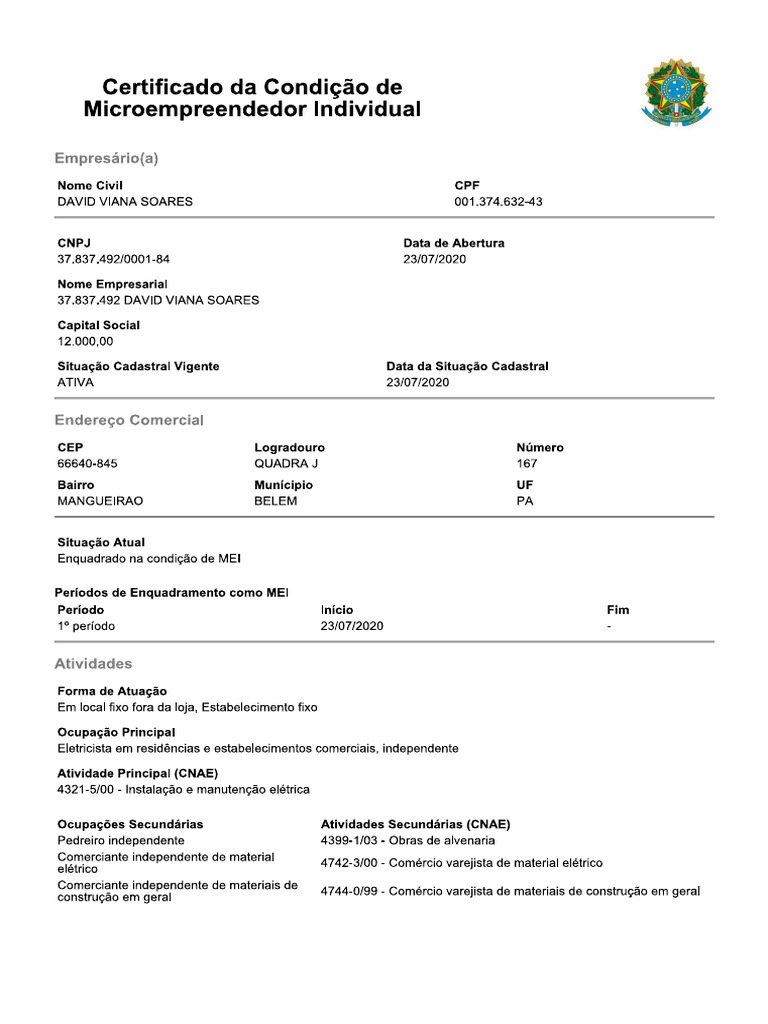 Certificado Mei | PDF