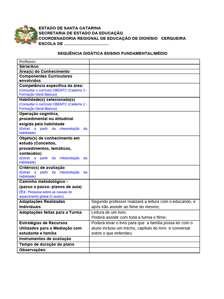 Modelo Sequência Didática - 2º Professor | PDF