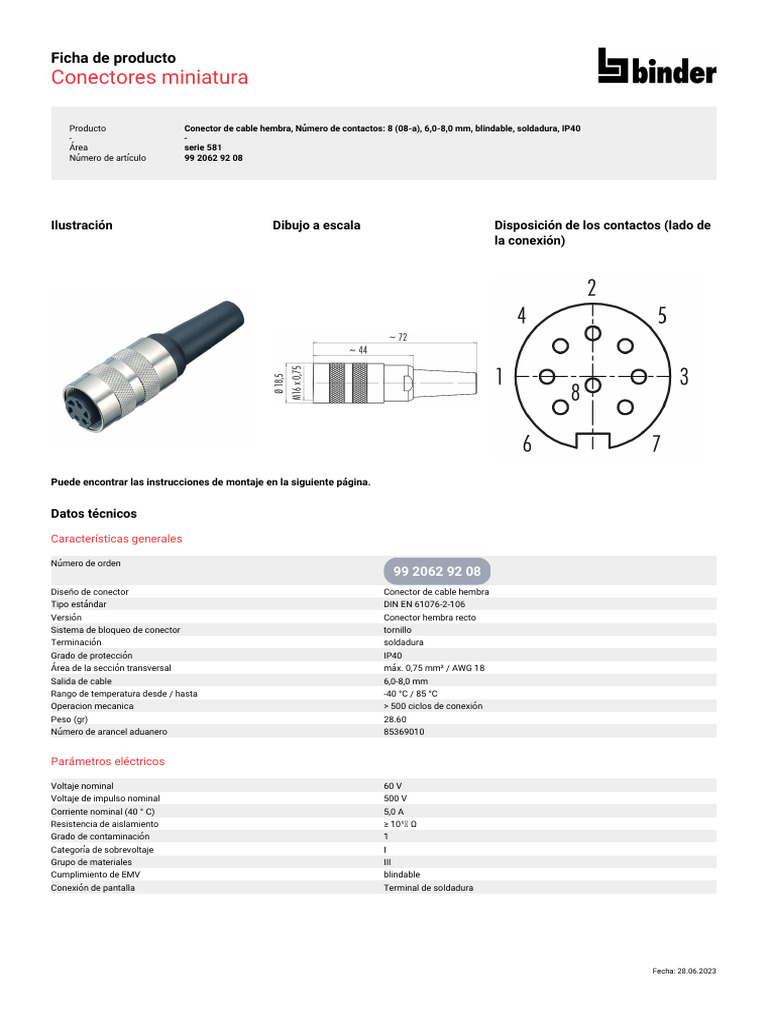 Conectores Miniatura: Ficha de Producto | PDF | Conector eléctrico ...