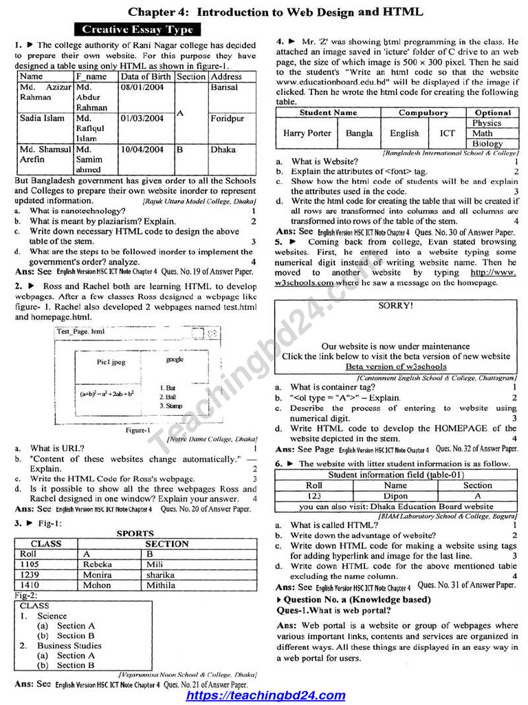 English Version HSC Ict MCQ Question With Answer Chapter 4 | PDF | Lifestyle