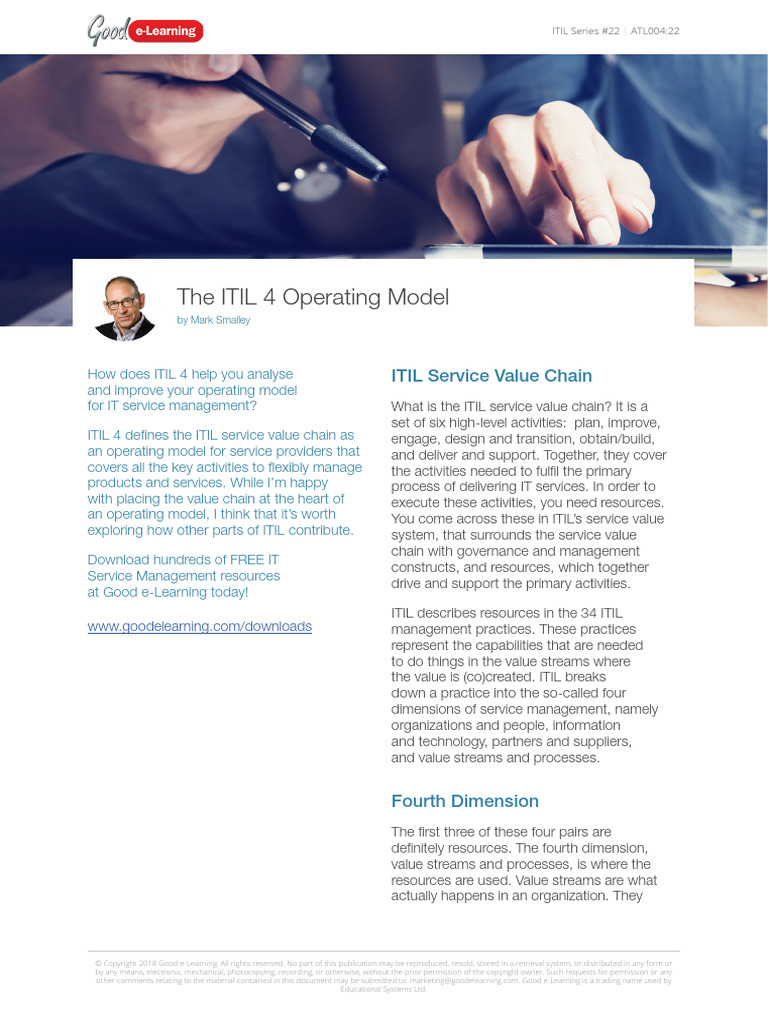 The ITIL 4 Operating Model | PDF | Educational Technology | Value Chain