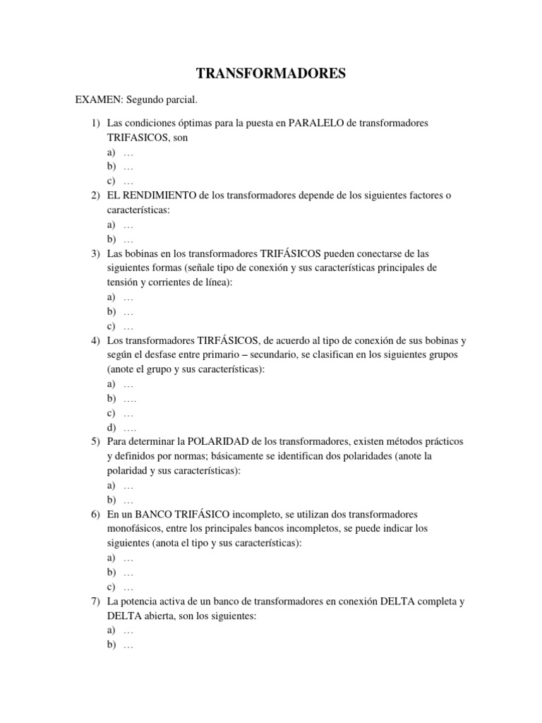 07 Transformadores Segundo Parcial | PDF | Transformador | Ciencia de los Materiales