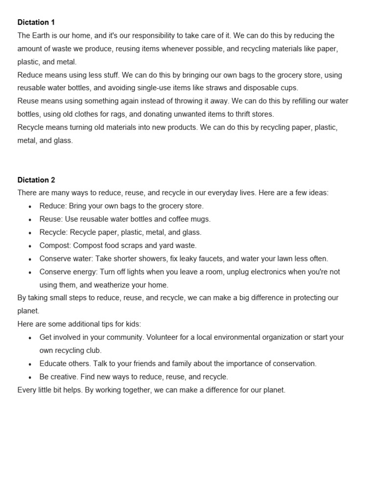Dictation 1 English 6, Part 2 | PDF | Home & Garden | Science & Mathematics