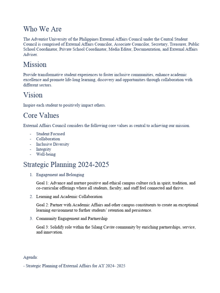 EA Mission, Vision, Core Values | PDF | Career & Growth