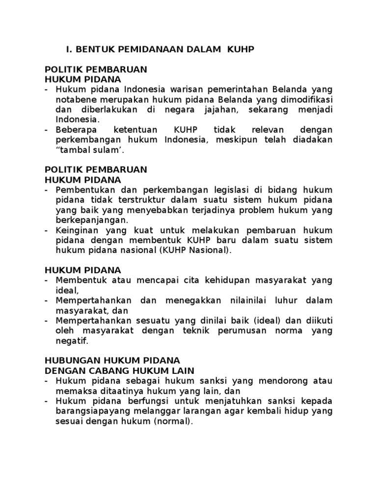 Bentuk Pemidanaan KUHP | PDF | Politik | Ilmu Sosial