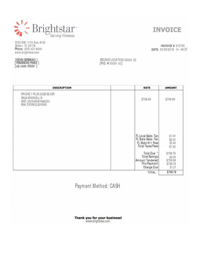 BrightstarCorpUSReceipt | PDF