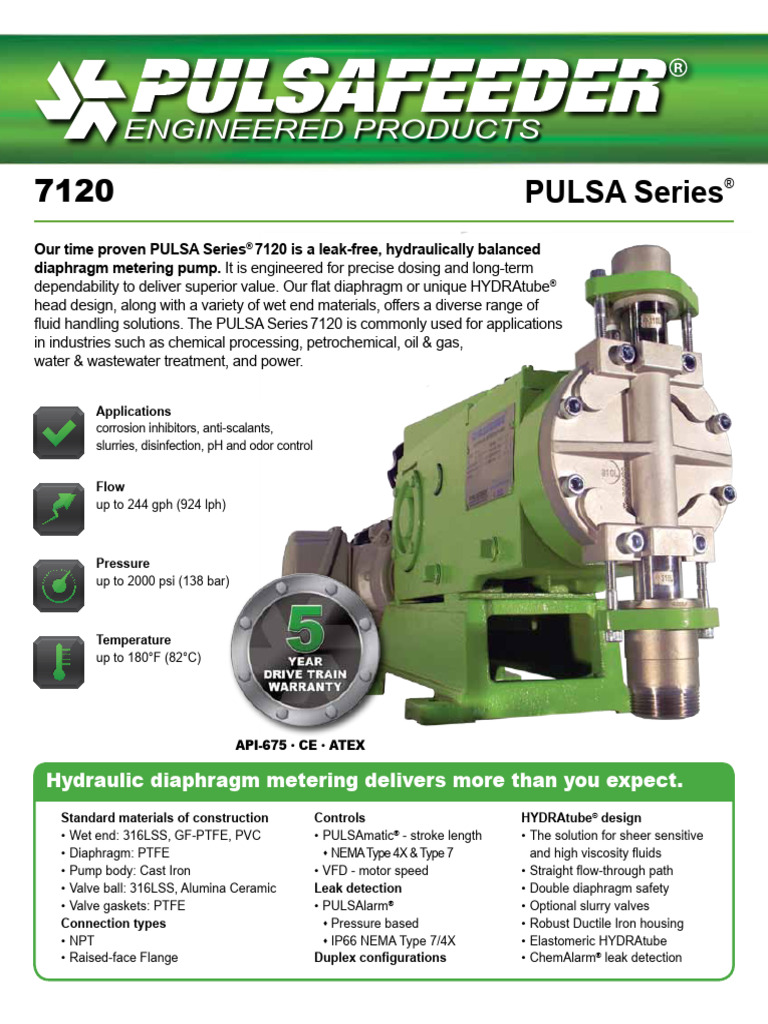 Pulsa Series 7120 Data Sheet | PDF | Valve | Pump