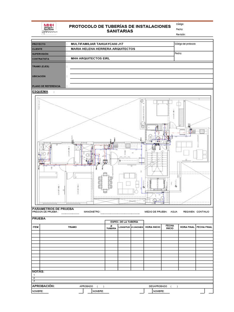 Protocolo Tuberías Sanitarias J17 | PDF