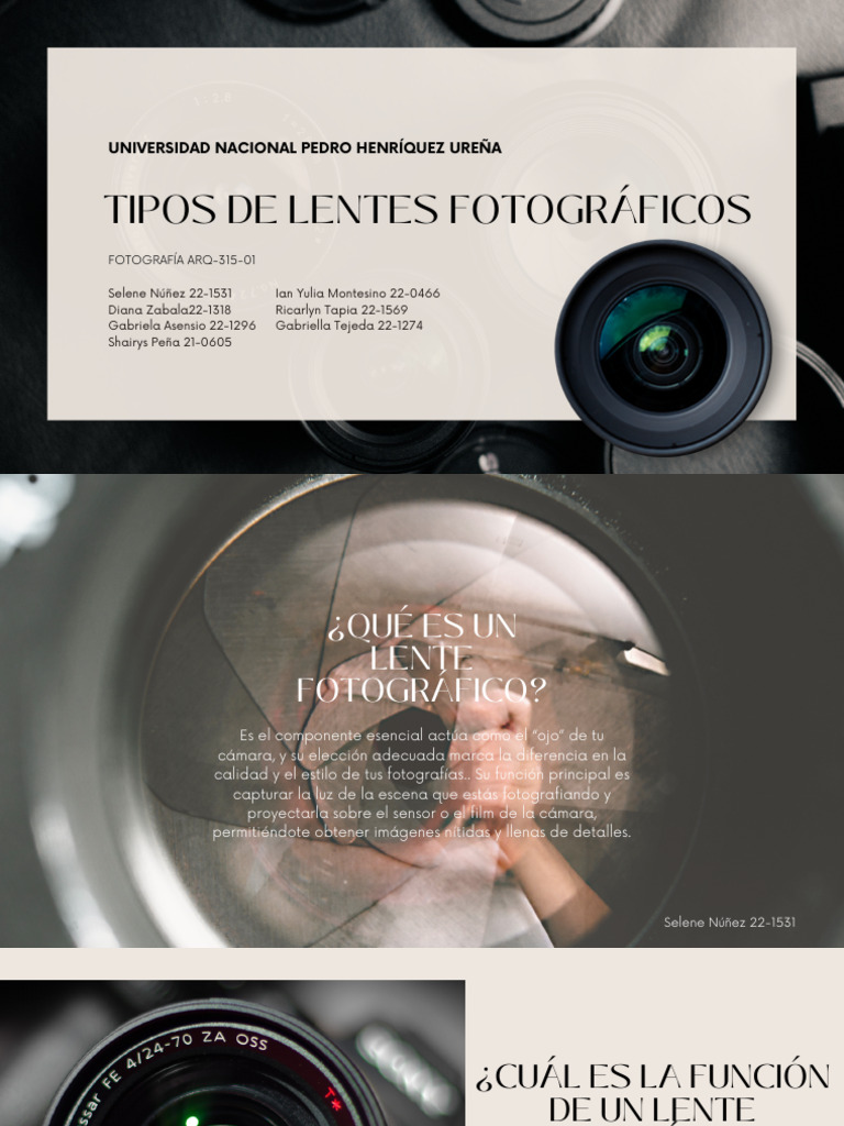 Tipos de Lentes Fotográficos y Usos | PDF | Lente de la cámara | Cámara