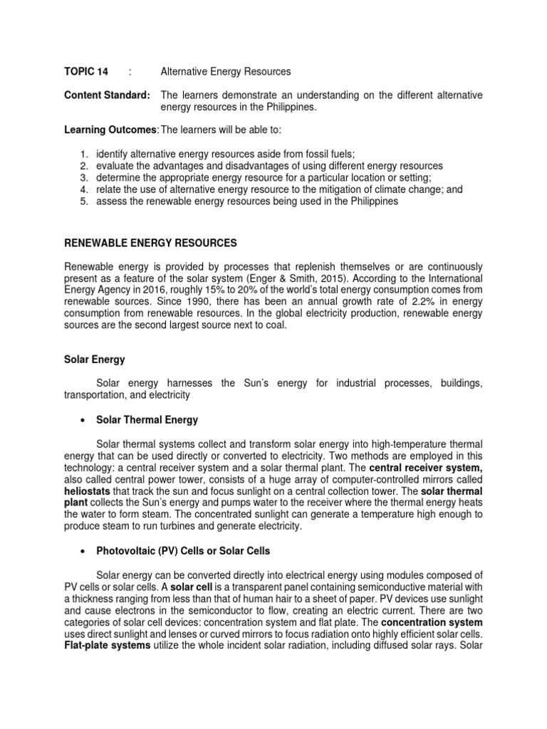 15 - Alternative Energy Resources | PDF | Renewable Energy | Solar Energy