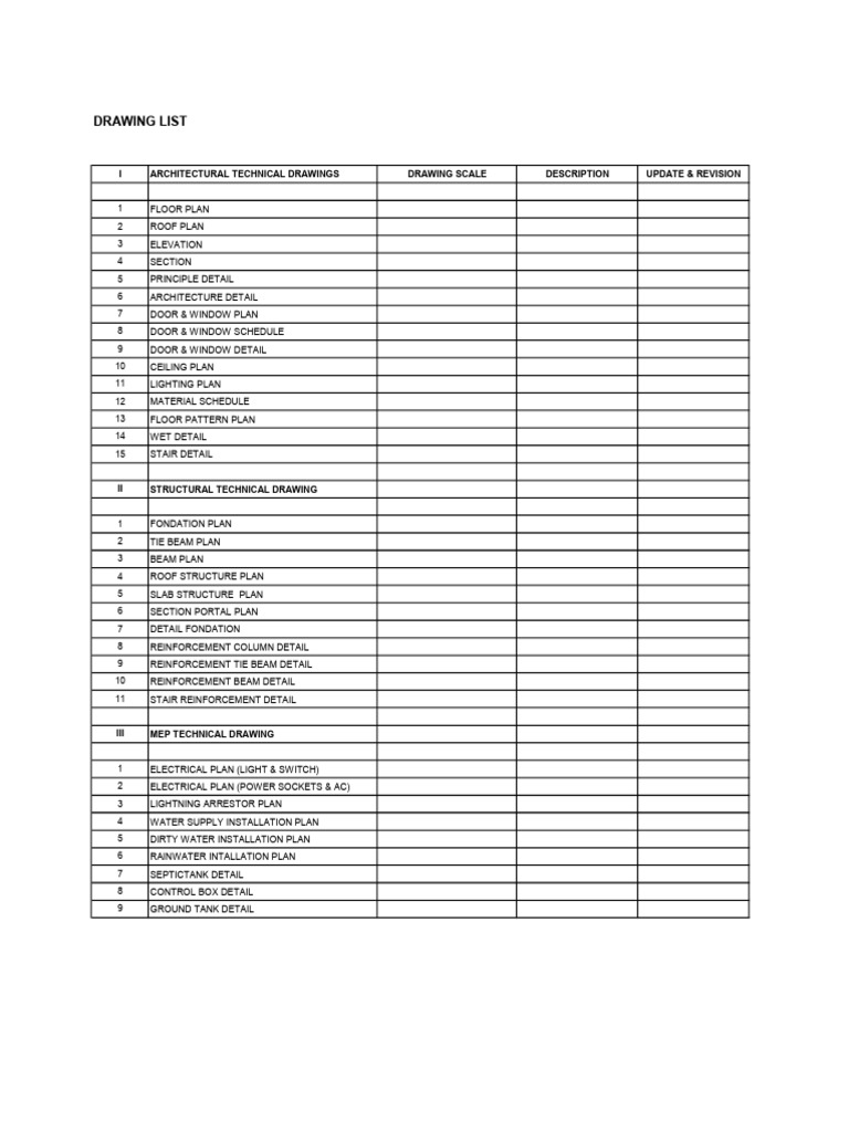 Drawing List | PDF