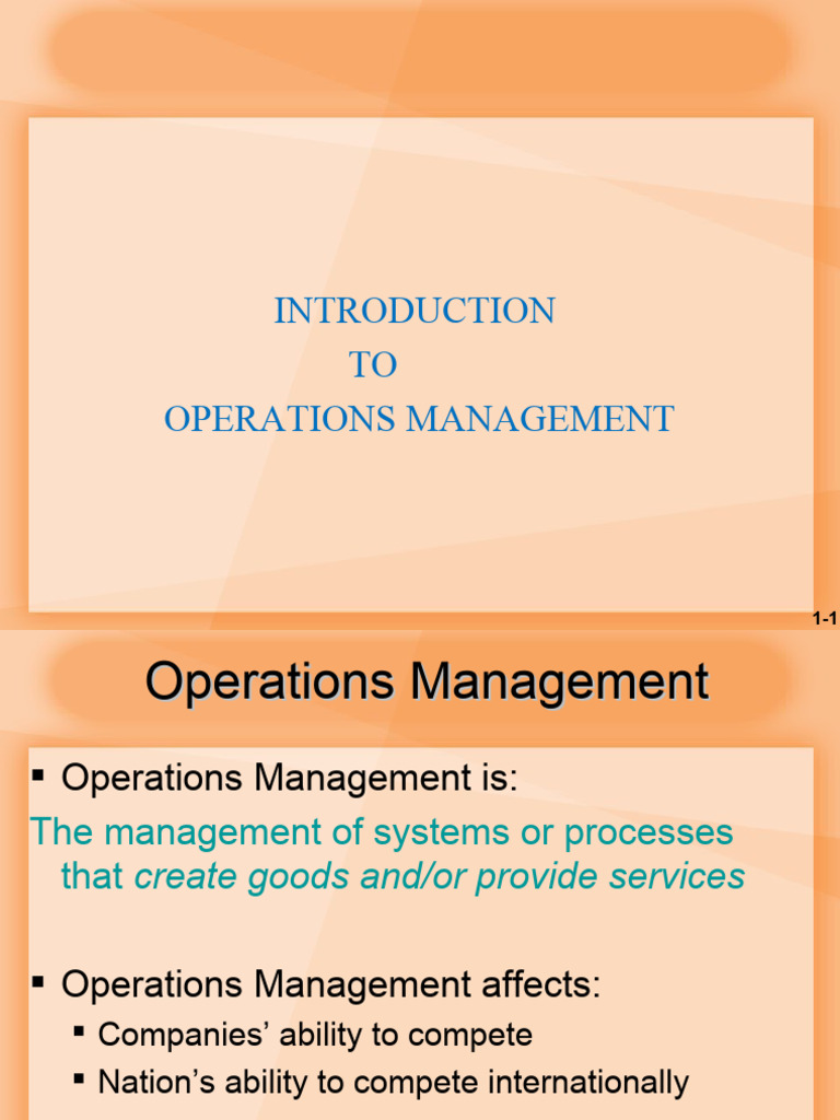 1a Introduction To Operations Management | PDF | Supply Chain | Operations Management