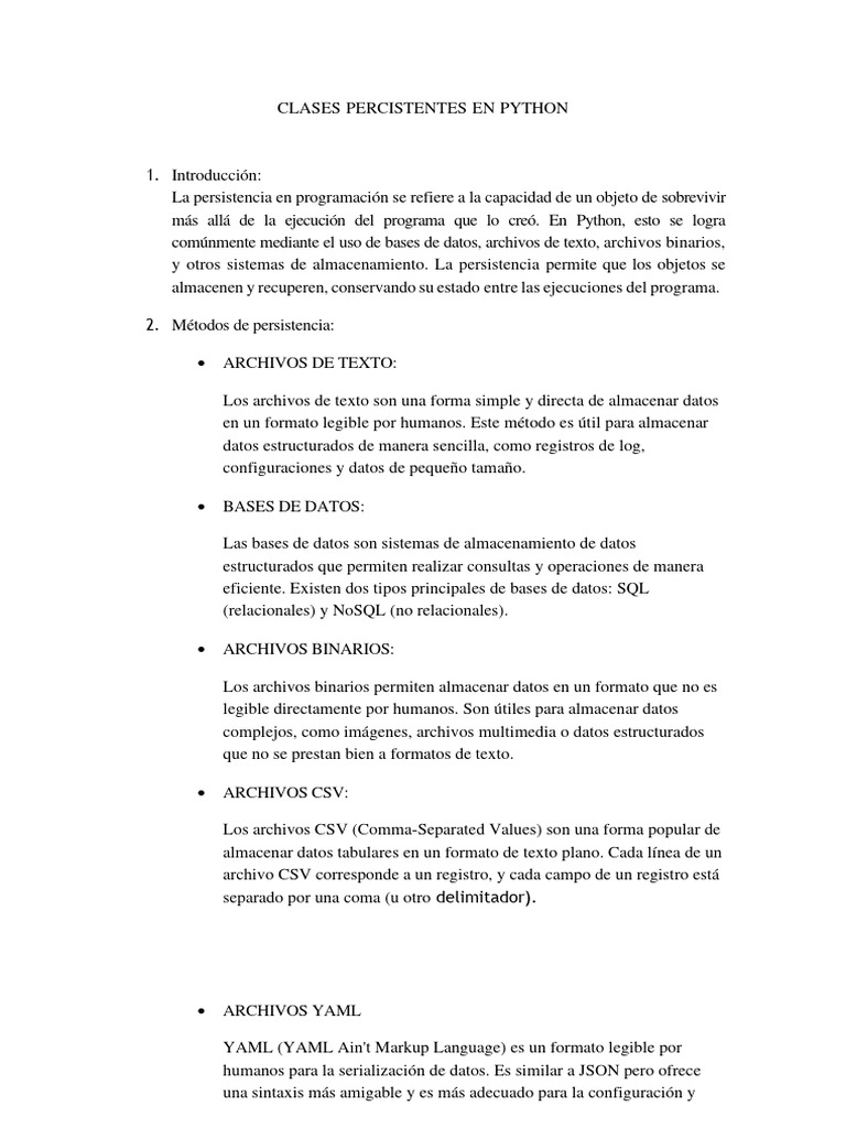 CLASES PERCISTENTES EN PYTHON - Final | PDF | Archivo de computadora ...