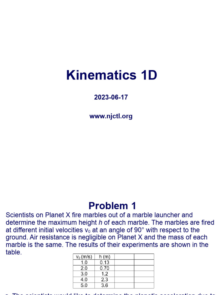 Ap Phys1 - Kinematics 1d Ap Free Response Problems Notebook - 2023 09 ...