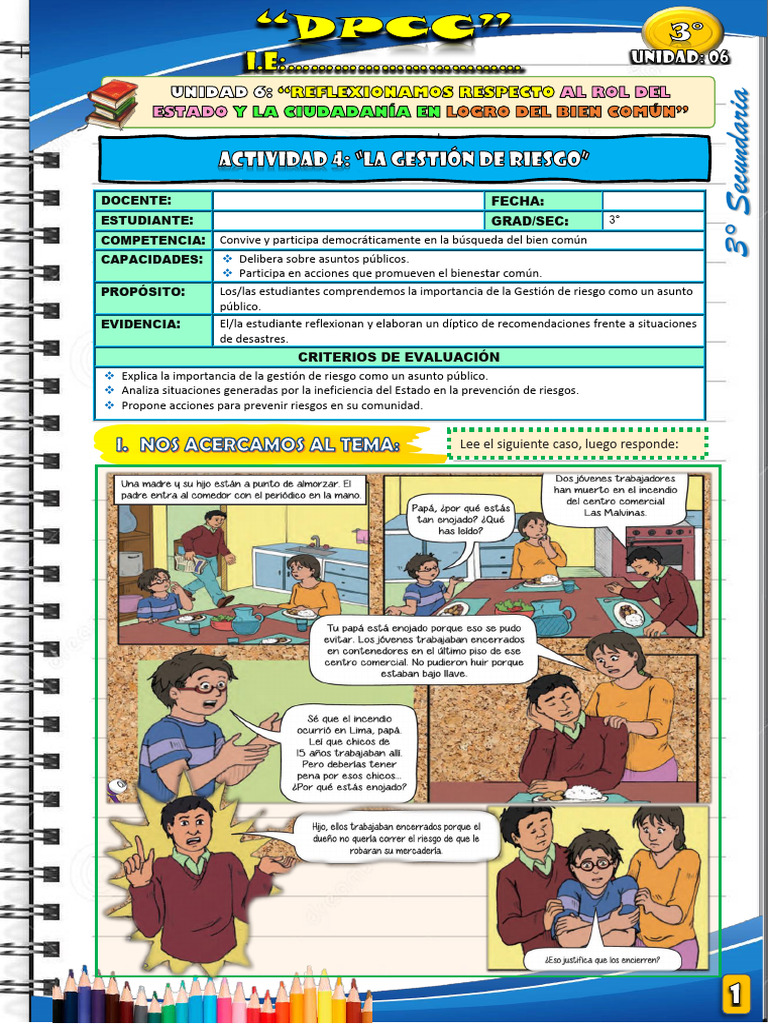 3° DPCC - Actv.04-Unid.6 2023 | PDF | Riesgo | Reducción de Desastres