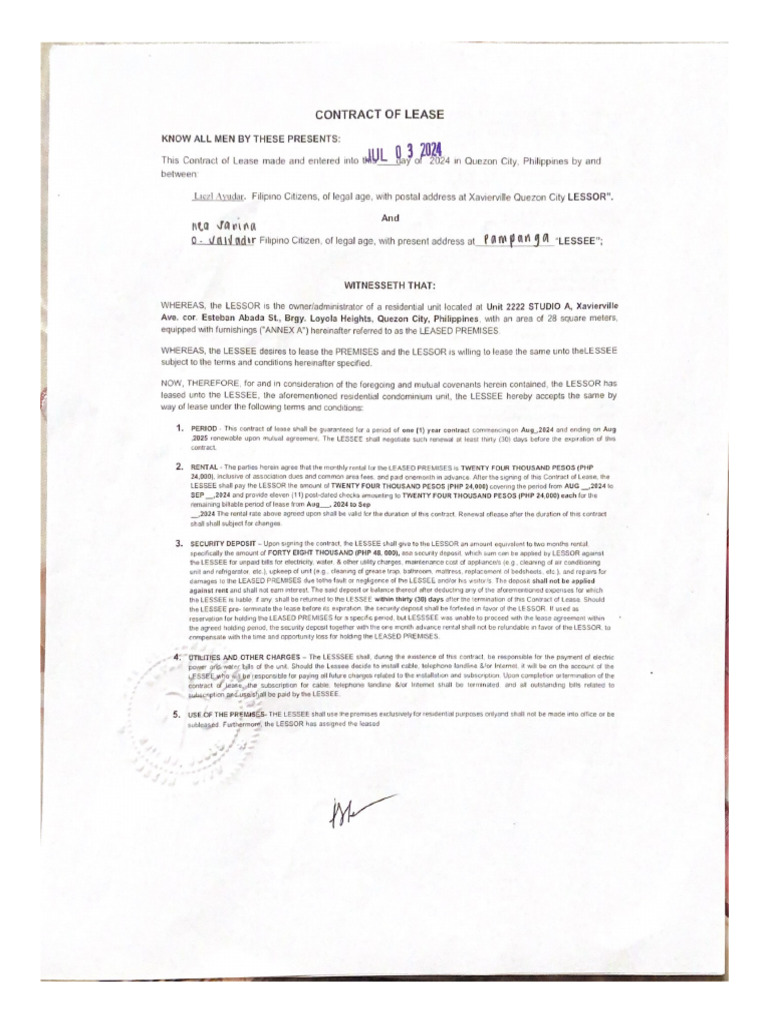 Contract of Lease | PDF