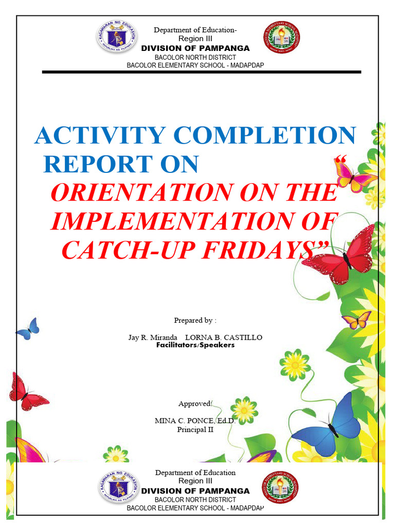 ACR On INSET IMPLEMENTATION ON THE CATCH UP FRIDAYS | PDF | Lesson Plan | Learning