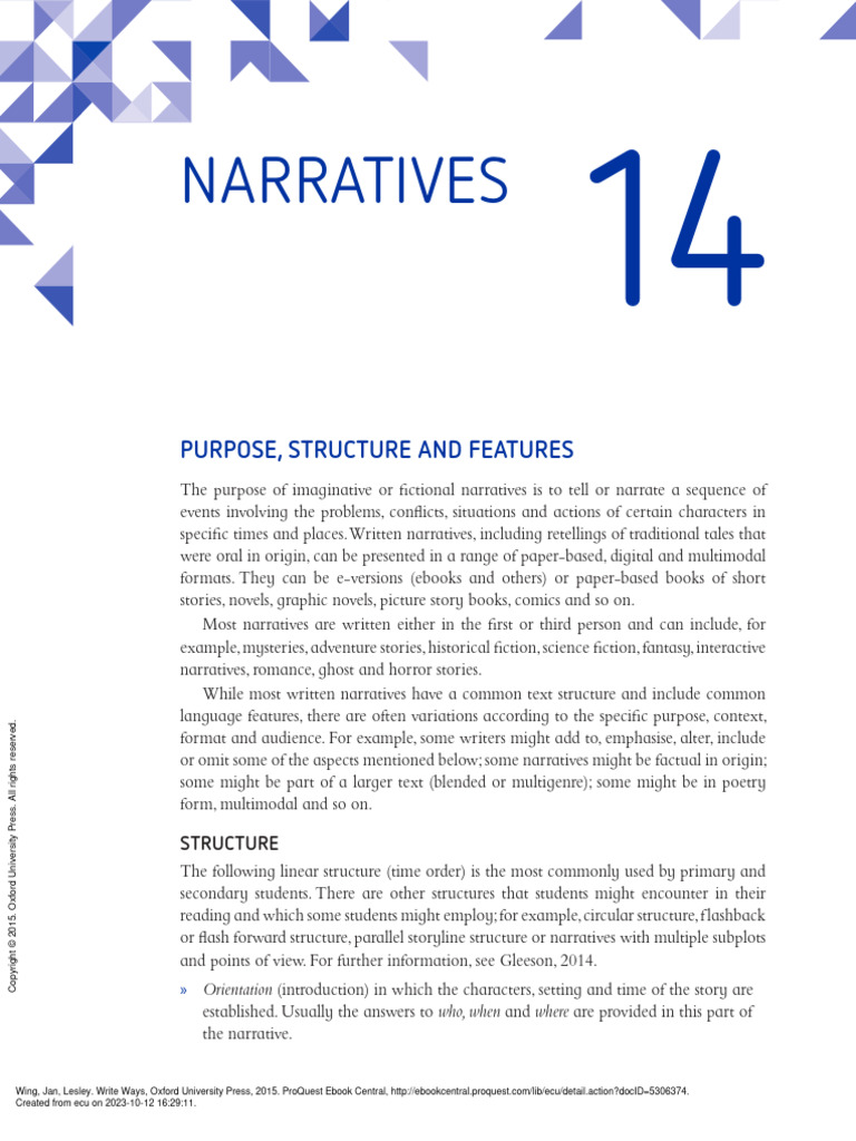 Write Ways - (Chapter 14 Narratives) | PDF | Verb | Narration