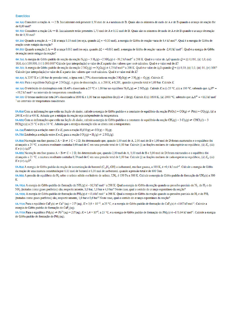 Lista de Exercícios - Cap. 6 | PDF