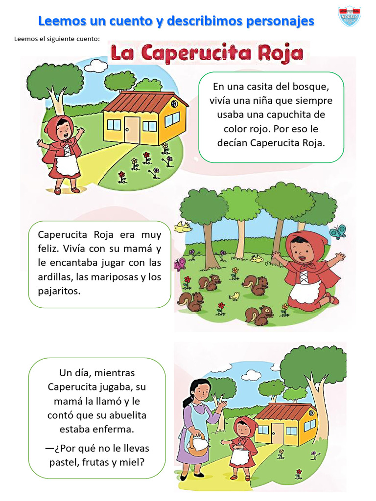 Leemos Un Cuento y Describimos Personajes | PDF | Caperucita Roja