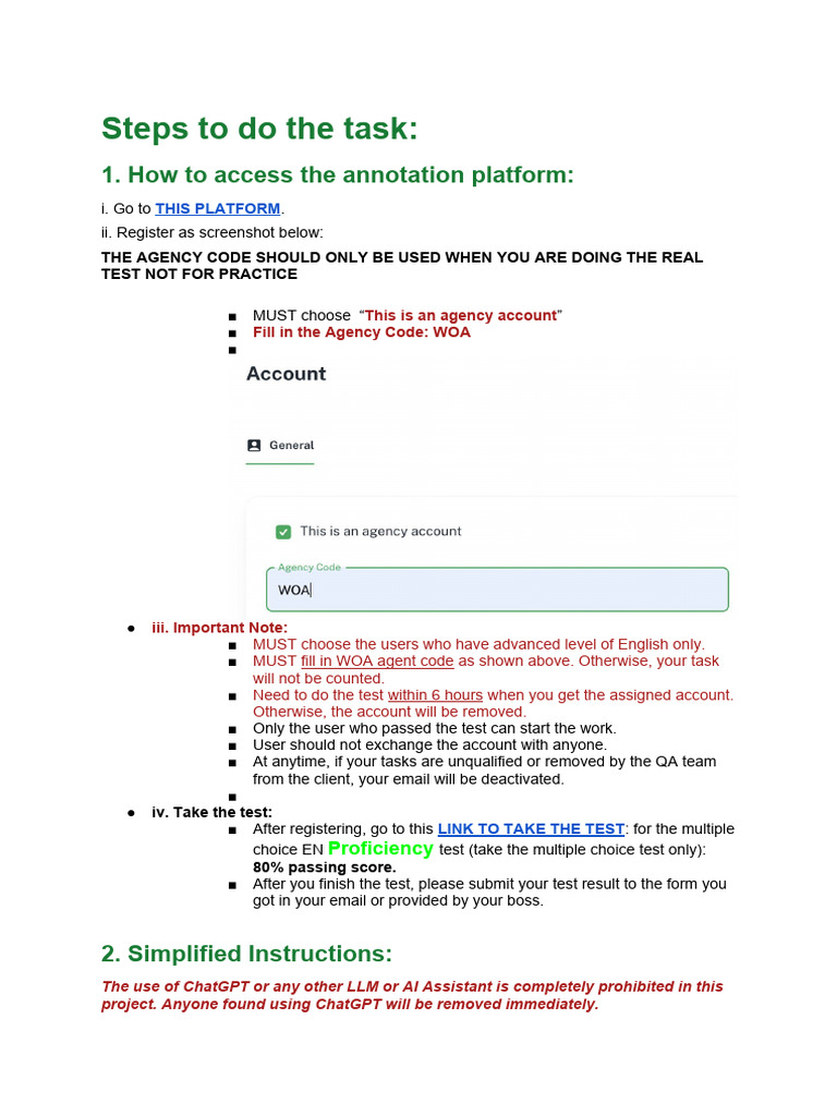 DT Job Test Instructions | PDF | Question | Information
