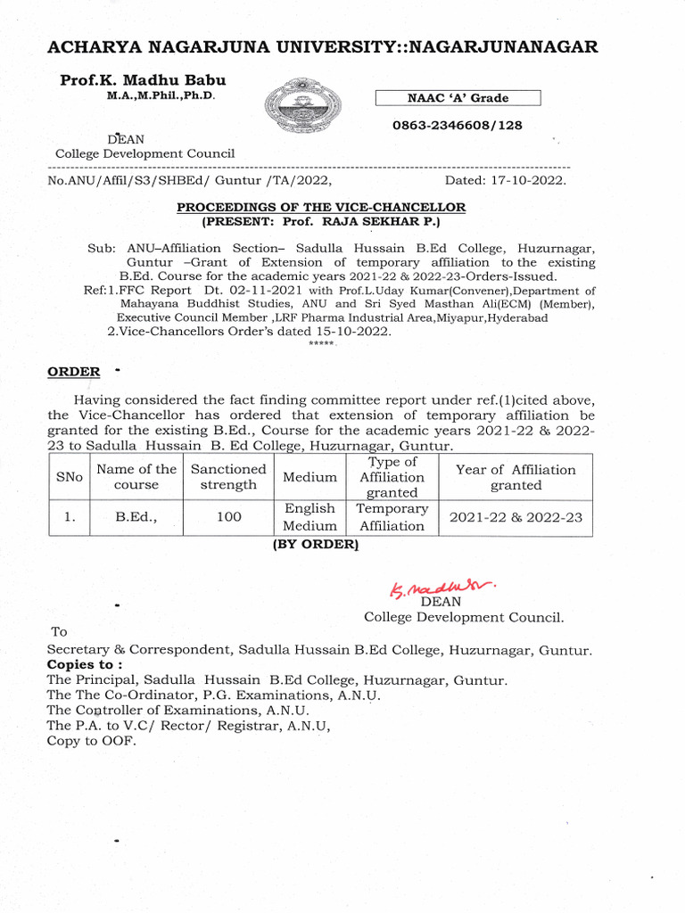 ALL COLLEGE Affiliation | PDF | Universities And Colleges | Academia