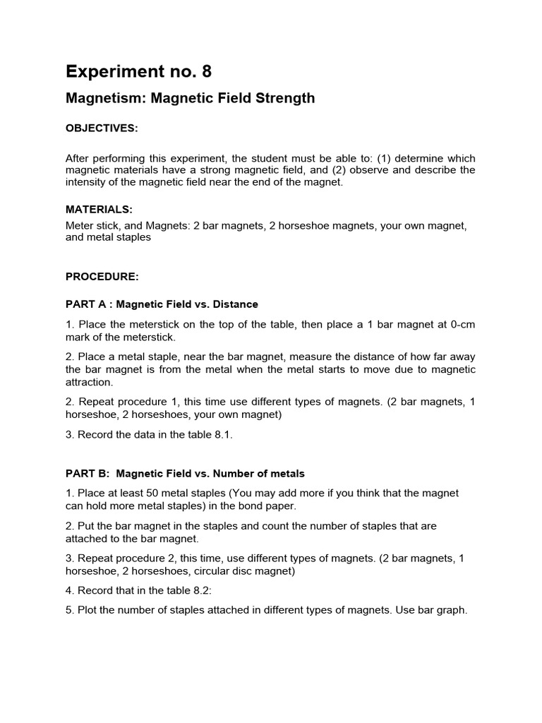 Magnetism Lab for Students | PDF | Magnet | Magnetic Field