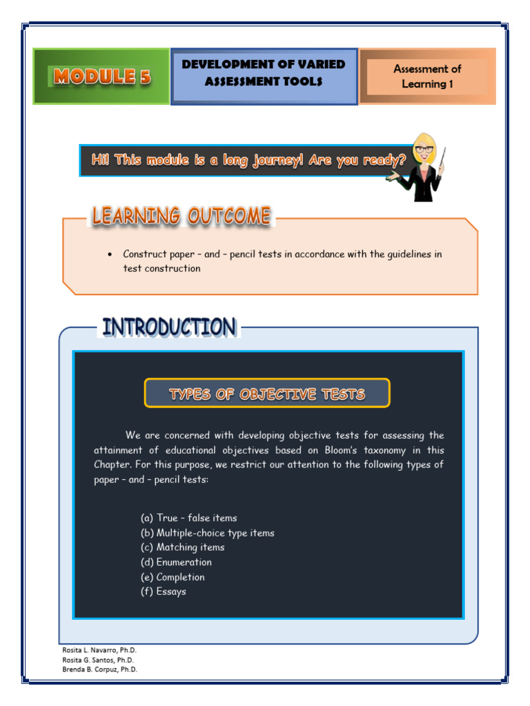 Assessment of Learning Module 1 5 | PDF | Educational Assessment | Learning