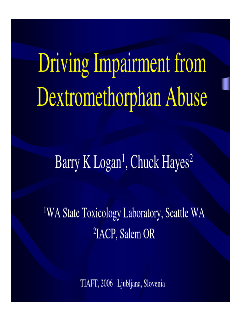 Driving Impairment From Dextromethorphan Use | PDF | Drugs Acting On ...