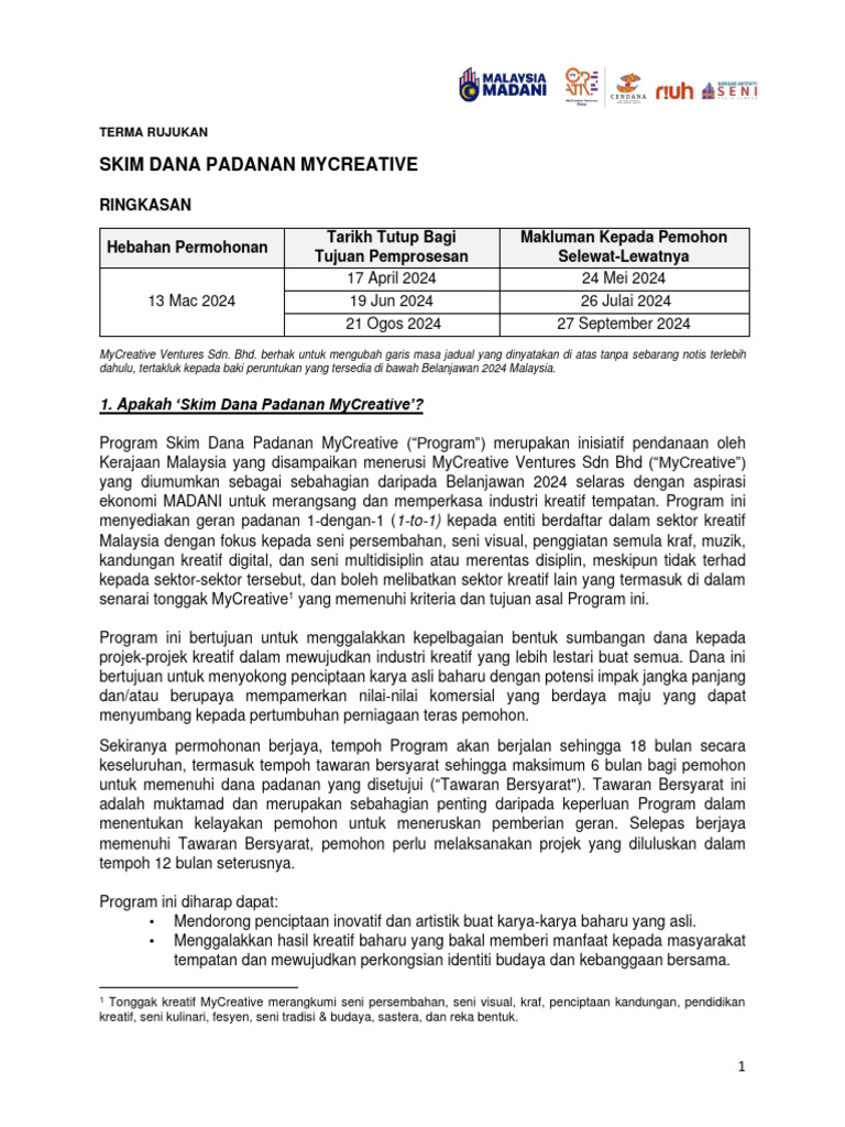 Skim Dana Padanan Mycreative | PDF